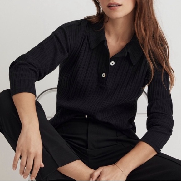 Madewell | Tops | Madewell Variegated Rib Boxy Polo Shirt | Poshmark